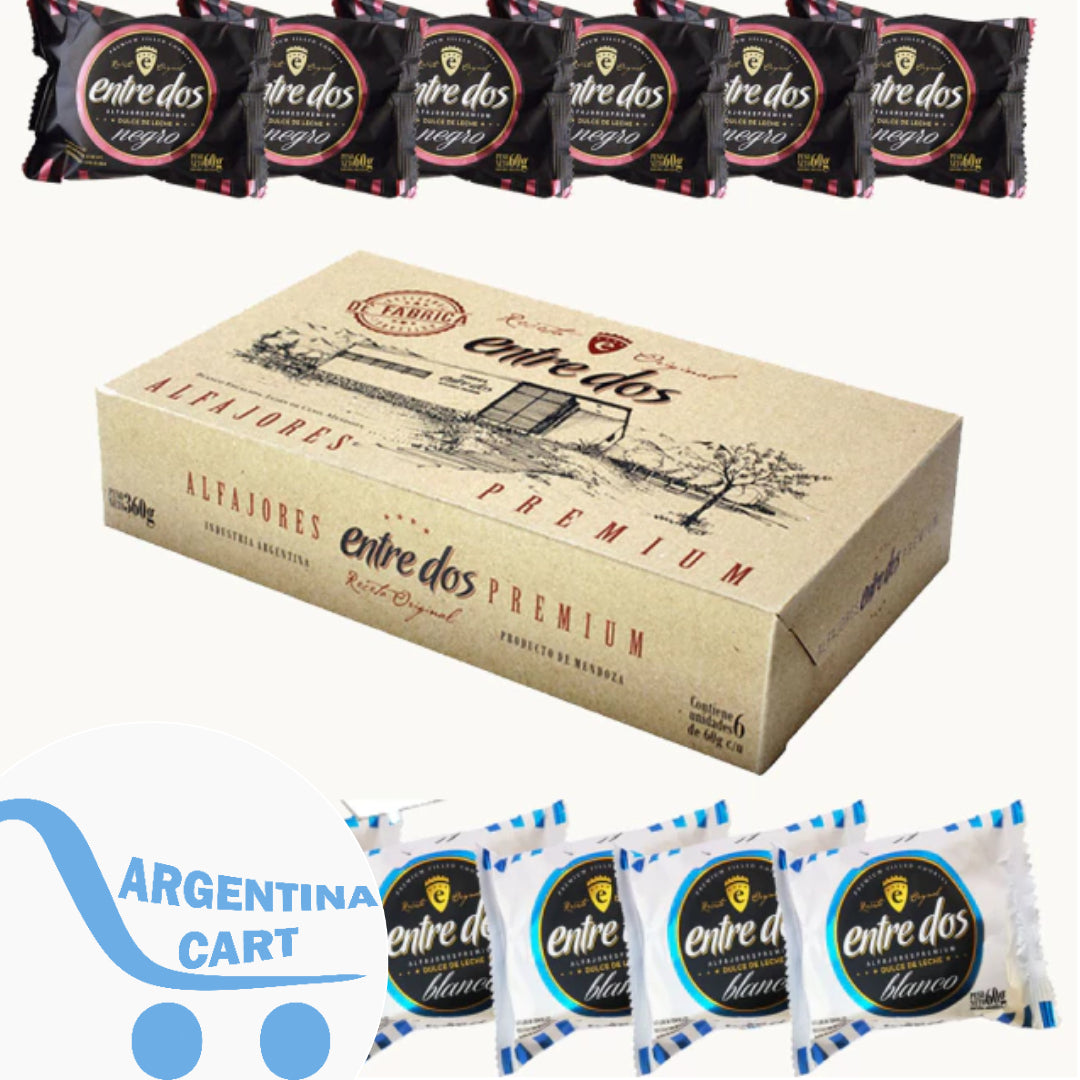 Alfajor Entre Dos Premium -Caja 12 unidades- Alfajor Negro y Blanco co ...
